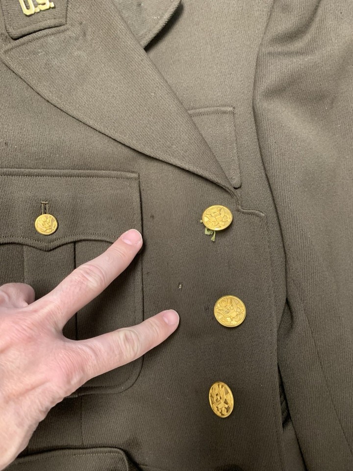 WW2 US Army Military Officer Uniform Chocolate Jacket Pin Lieutenant ...