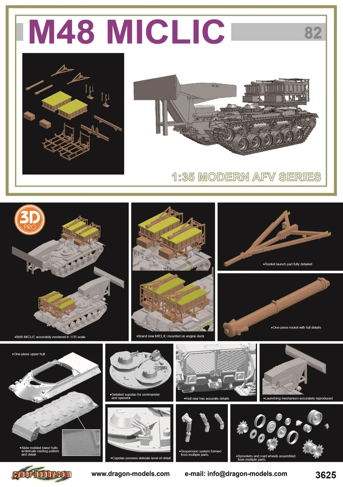 DRAGON/Cyber Hobby 3625 1/35 M48 MICLIC Armored Mine-Clearing Vehicle ...