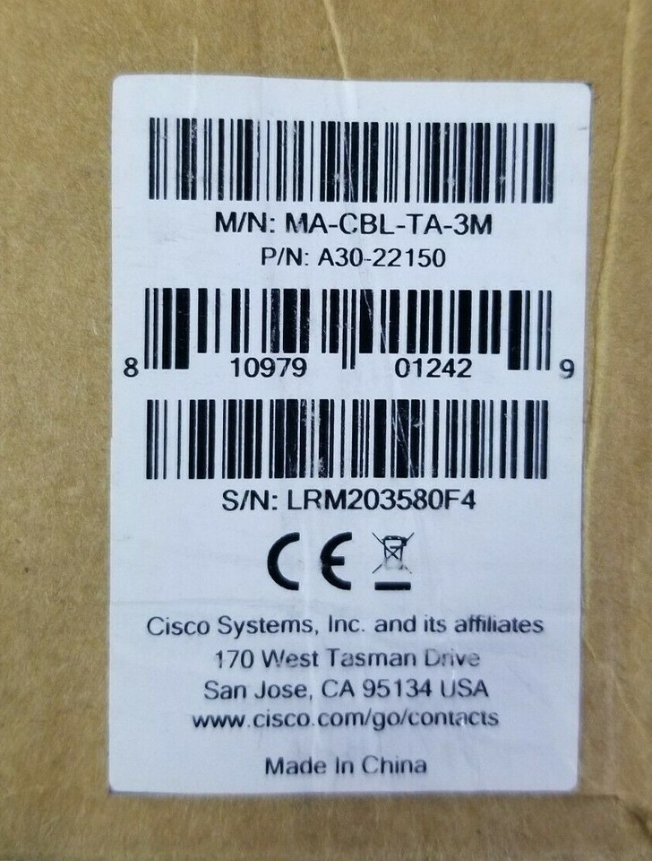 Cisco MA-CBL-TA-3M - Meraki SFP - Twinax DAC A30-22150 | eBay UK