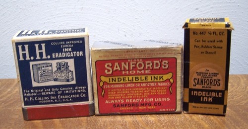 TWO SANFORD'S INDELIBLE INK AND ONE H.H. COLLINS INK ERADICATOR | eBay
