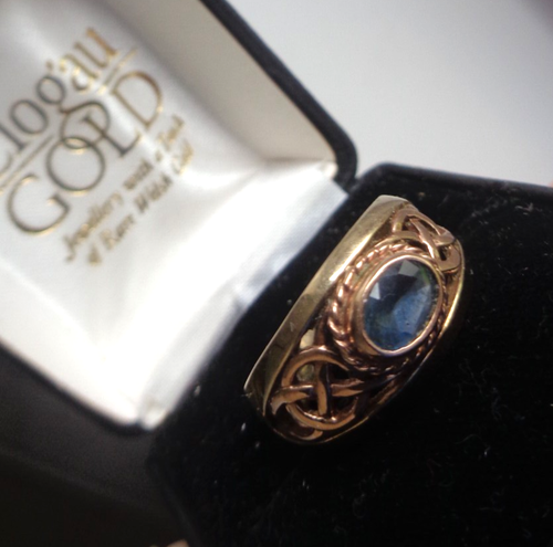 Clogau 9ct Welsh Gold Sapphire Ring Celtic Weave Yellow Rose Gold hm ...