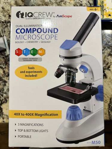 AMSCOPE-KIDS 40X-1000X Dual LED Illumination Portable Microscope with ...