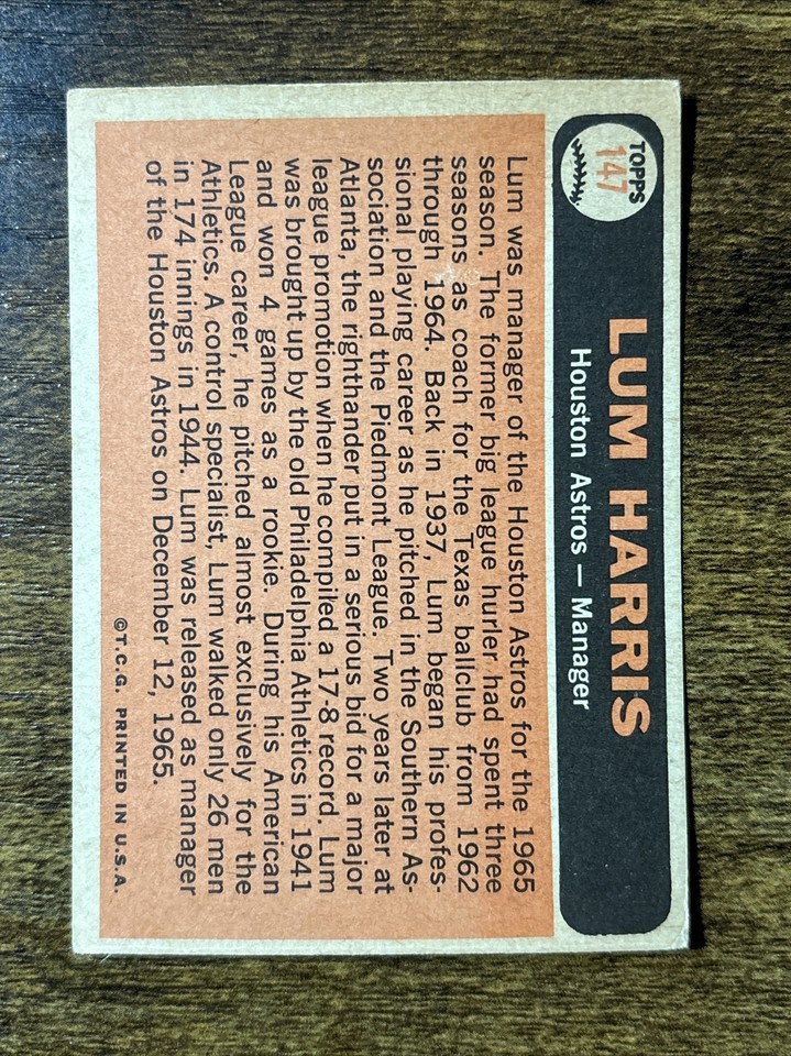 1966 Topps - #147 Lum Harris | eBay