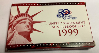 1999 Silver USA Proof set Very nice set with COA and Box Retail ...