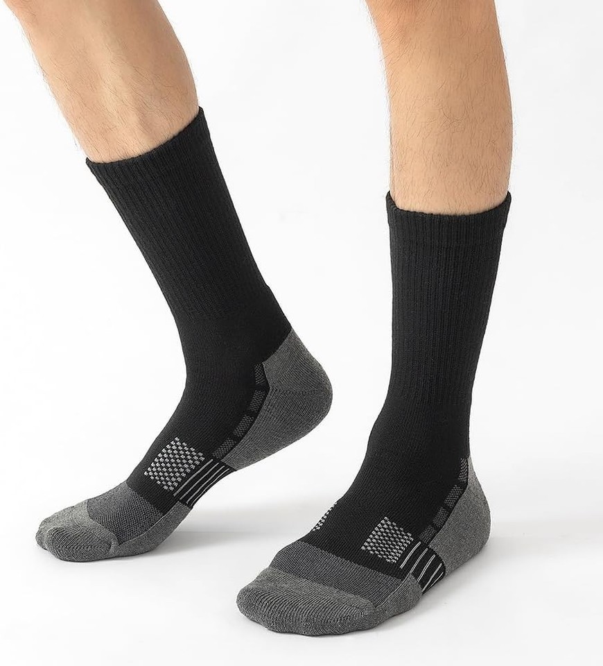 8 Pairs Mens Cushioned Crew Athletic Socks, Moisture Wicking Breathable ...