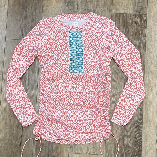 Women’s Cabana Life Swim Rash Guard/dress Medium EMBROIDERED RUCHED ...