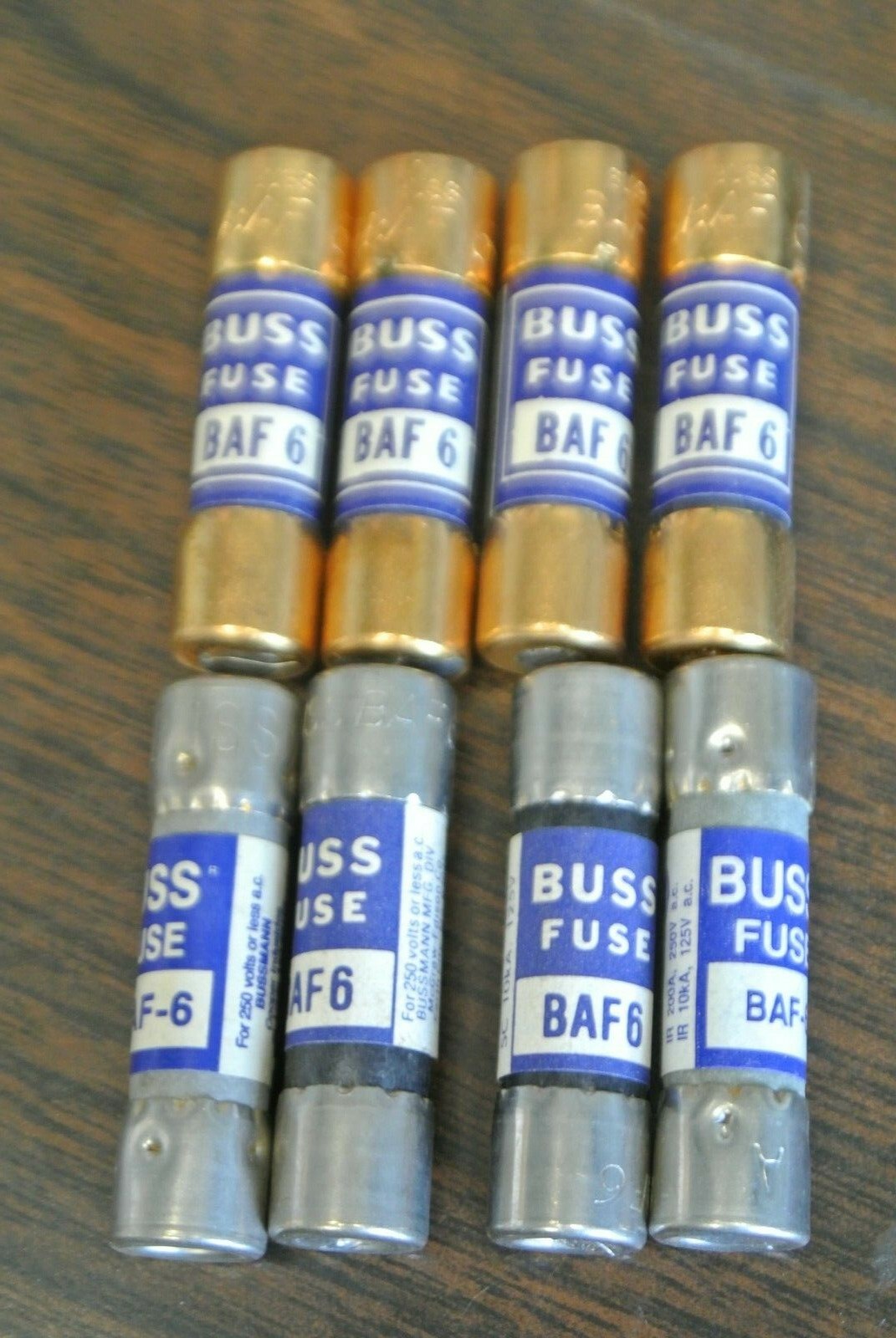 LOT of 8 / BUSS ~ BUSSMANN BAF-6 FUSE / 6A / 250V / NEW SURPLUS / BAF 6 ...