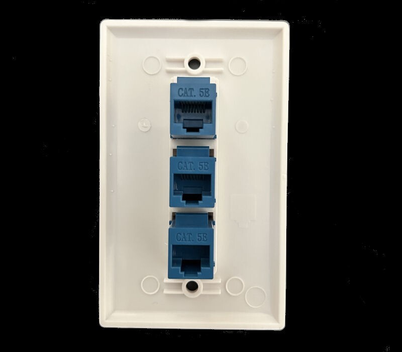CAT5E Ethernet Wall Plate 3-Port Single Gang Keystone Network Female to ...