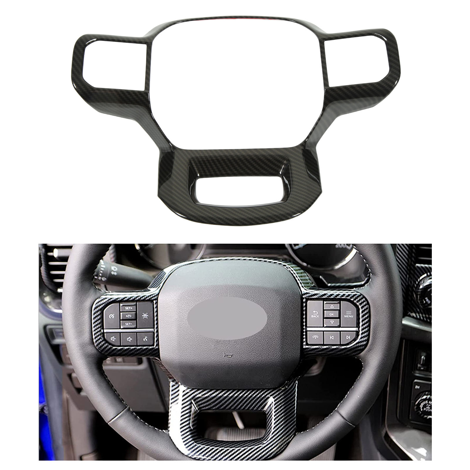 Steering Wheel Panel Cover ABS Carbon Fiber Style Decorative Trim For ...