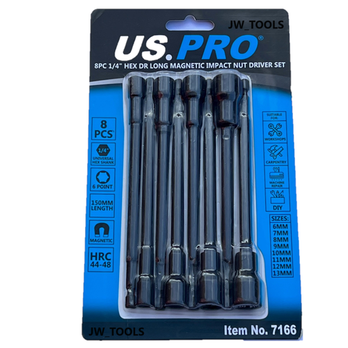 8pc Magnetic Impact Nut Driver Socket Set Long Reach 6mm/13mm 1/4" Hex ...