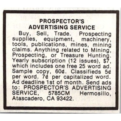 Prospecting Advertising Service Buy Sell Atascadero CA 1983 Mining Ad ...