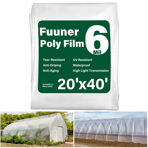 Greenhouse Plastic Sheeting 6 Mil, 20 x 40 FT Heavy Duty Clear ...