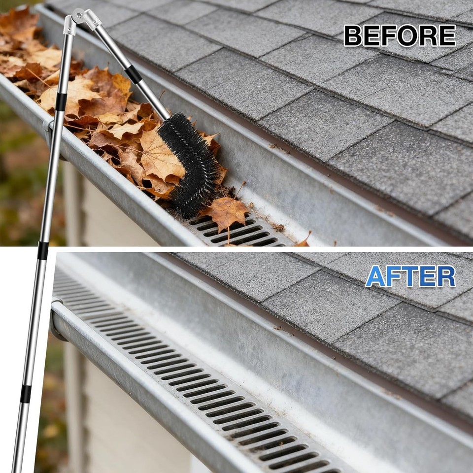Gutter Cleaner, 4m Telescopic Roof Gutter Cleaning Tool with 180 ...