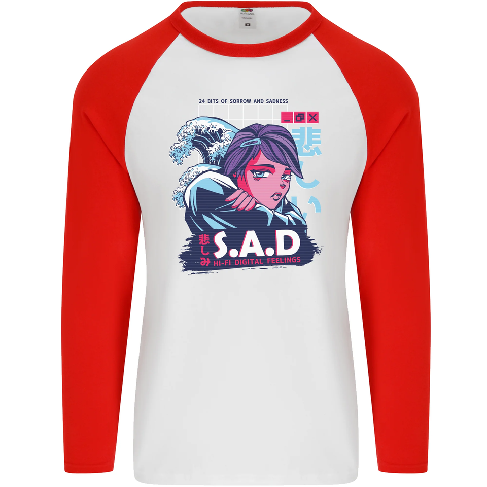 Music Vaporwave Anime Girl Emo SAD Mens L/S Baseball T-Shirt | eBay