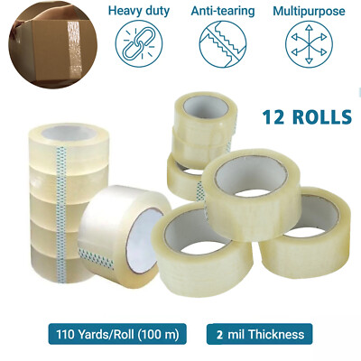 12 Rolls Shipping Packaging Box Packing Sealing Tape 2 mil 2" x 110 ...