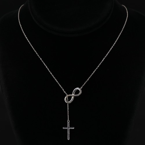 Sterling Silver - DESIGNER CI Infinity Loop & Cross Pendant 18 ...