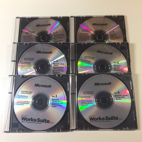Microsoft WORKS SUITE 2001 CDs Set of 6 | eBay