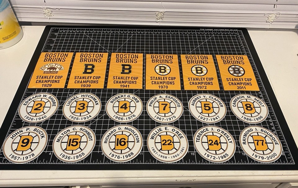 3 SIZES - Boston Bruins Stanley Cup & Retired Number Decal Banners Set ...