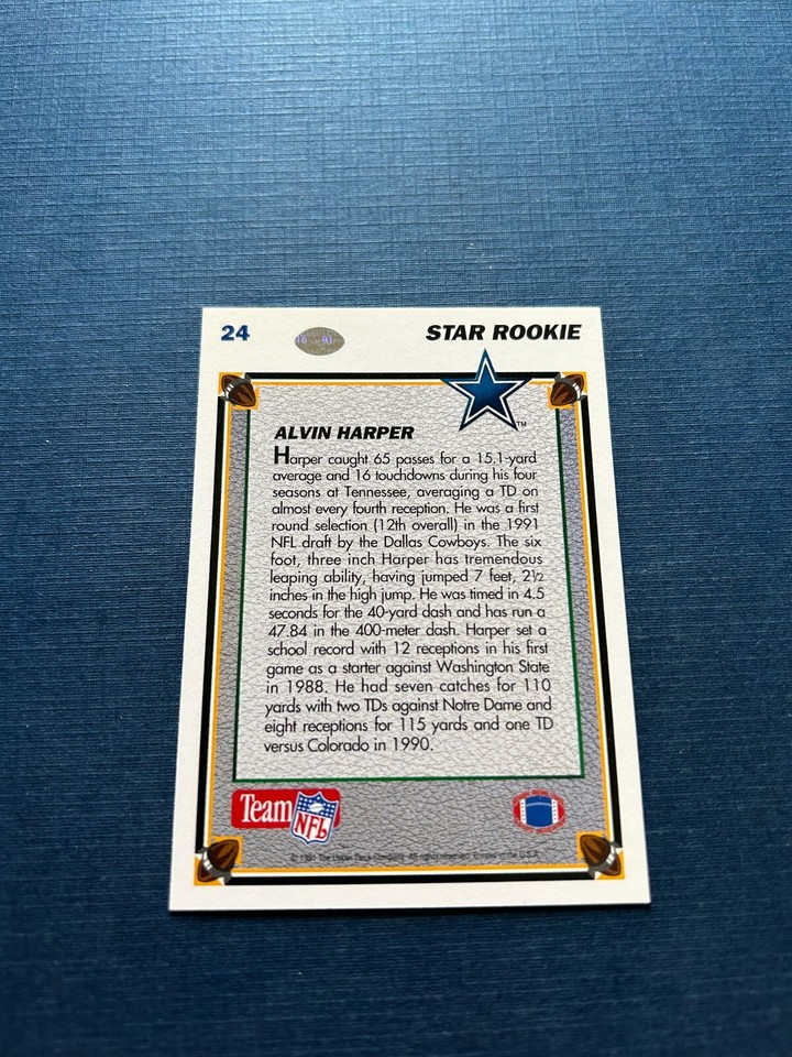 1991 Upper Deck Football Alvin Harper Rookie Card #24 Set Break NM-MT ...