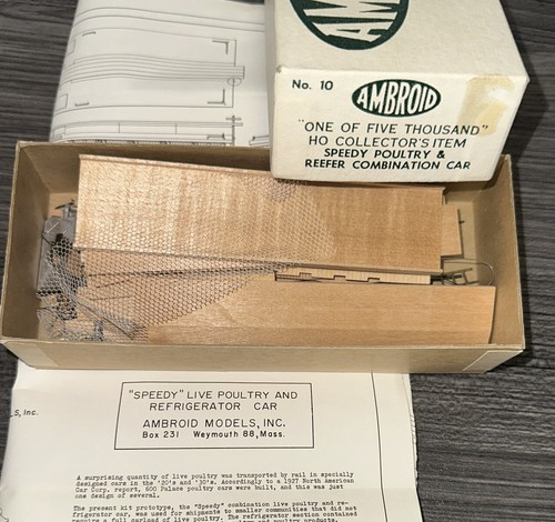 AMBROID HO Scale Kit No. 10 Speedy Poultry & Reefer Combination Car ...