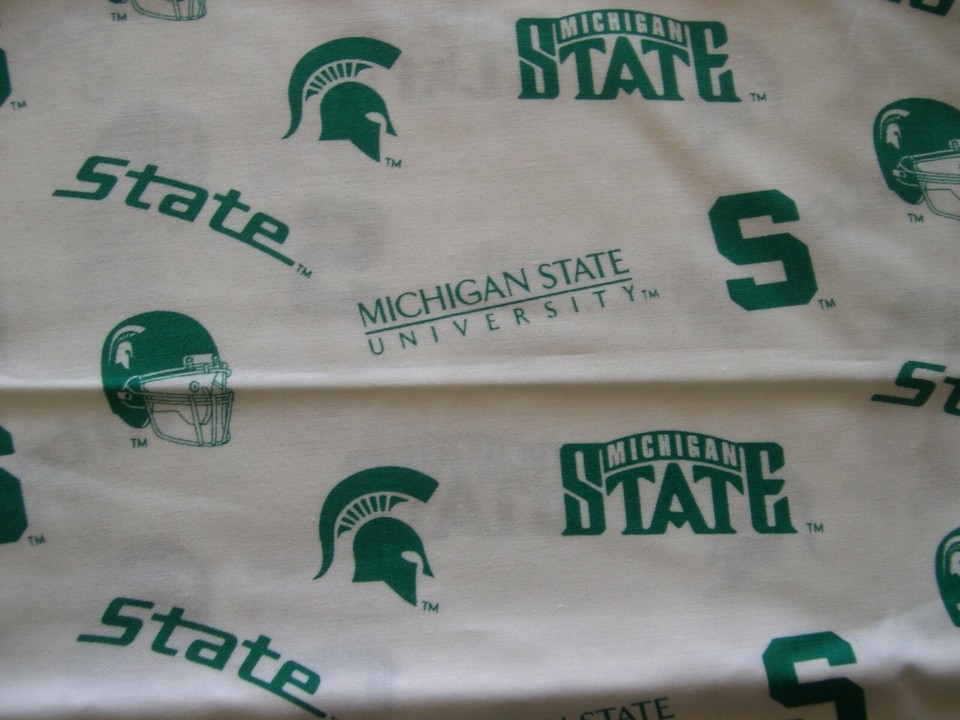 MICHIGAN STATE UNIVERSITY SPARTANS COTTON FABRIC 15" X 16" for Mask ...