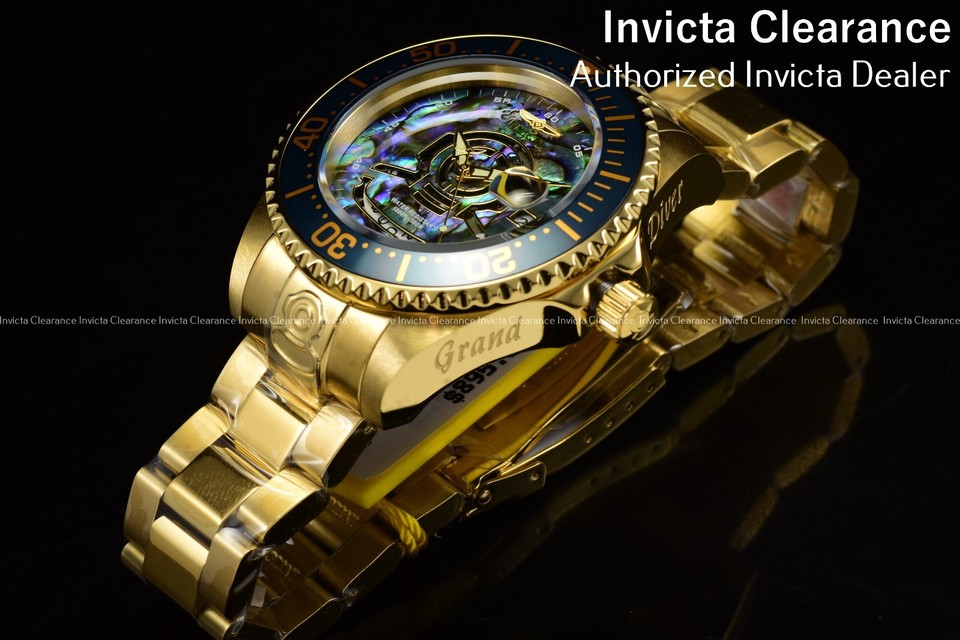Invicta Grand Diver Automatic Abalone Dial Ladies Gold Plated UNISEX ...