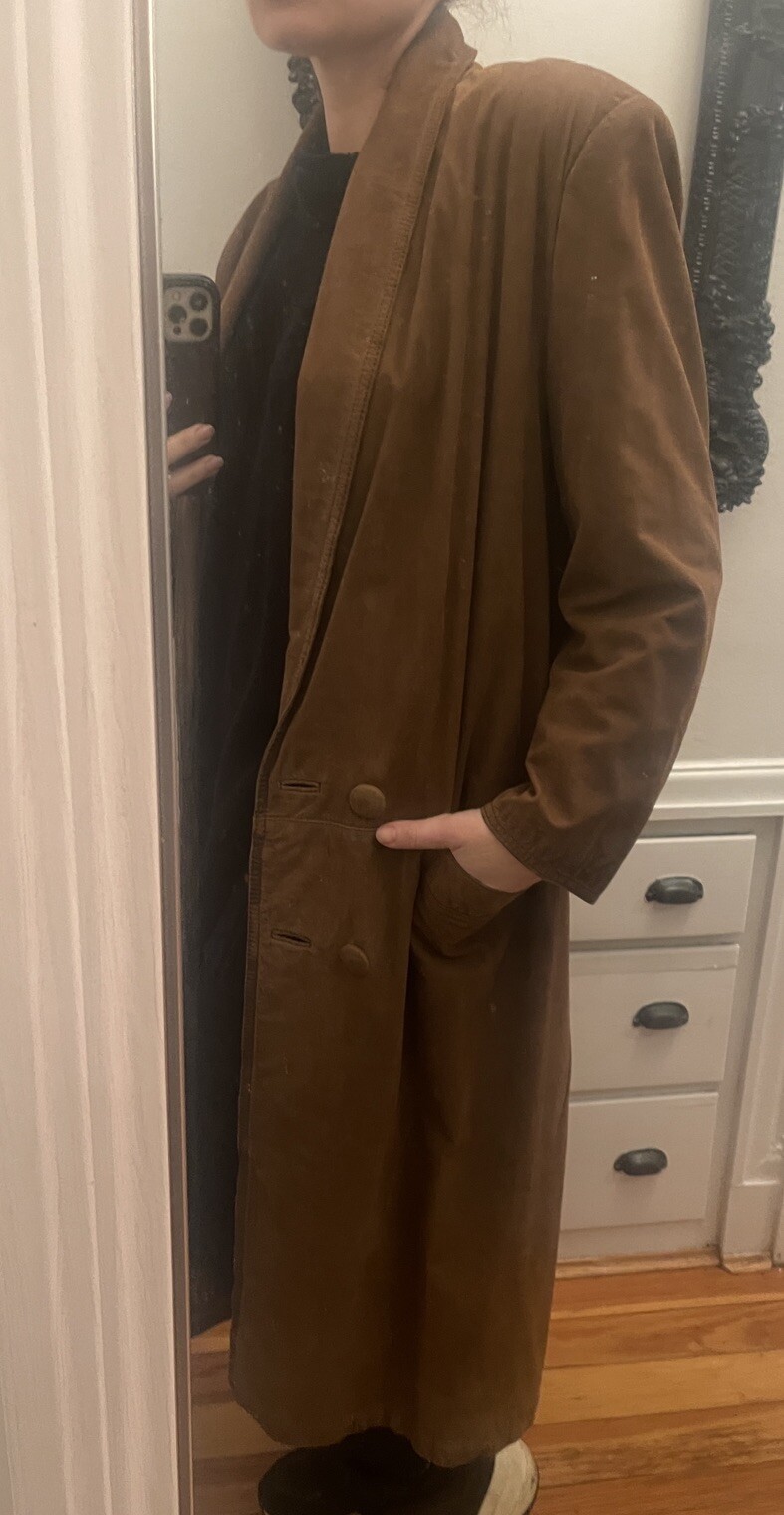 70s Global Identity Brown Leather Trench Coat - Gem