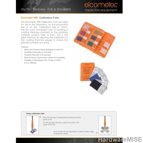 Elcometer 990 Calibration Foil Scale 1 Precision Foil Set T99022255-1 ...
