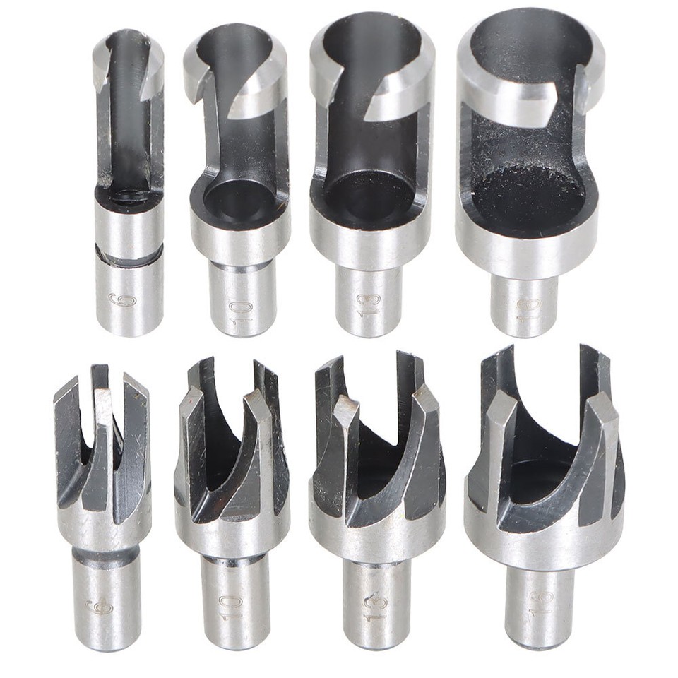 8 Pack Carbon Steel Wood Plug Hole Cutter Dowel Maker Shank Drill Bit ...