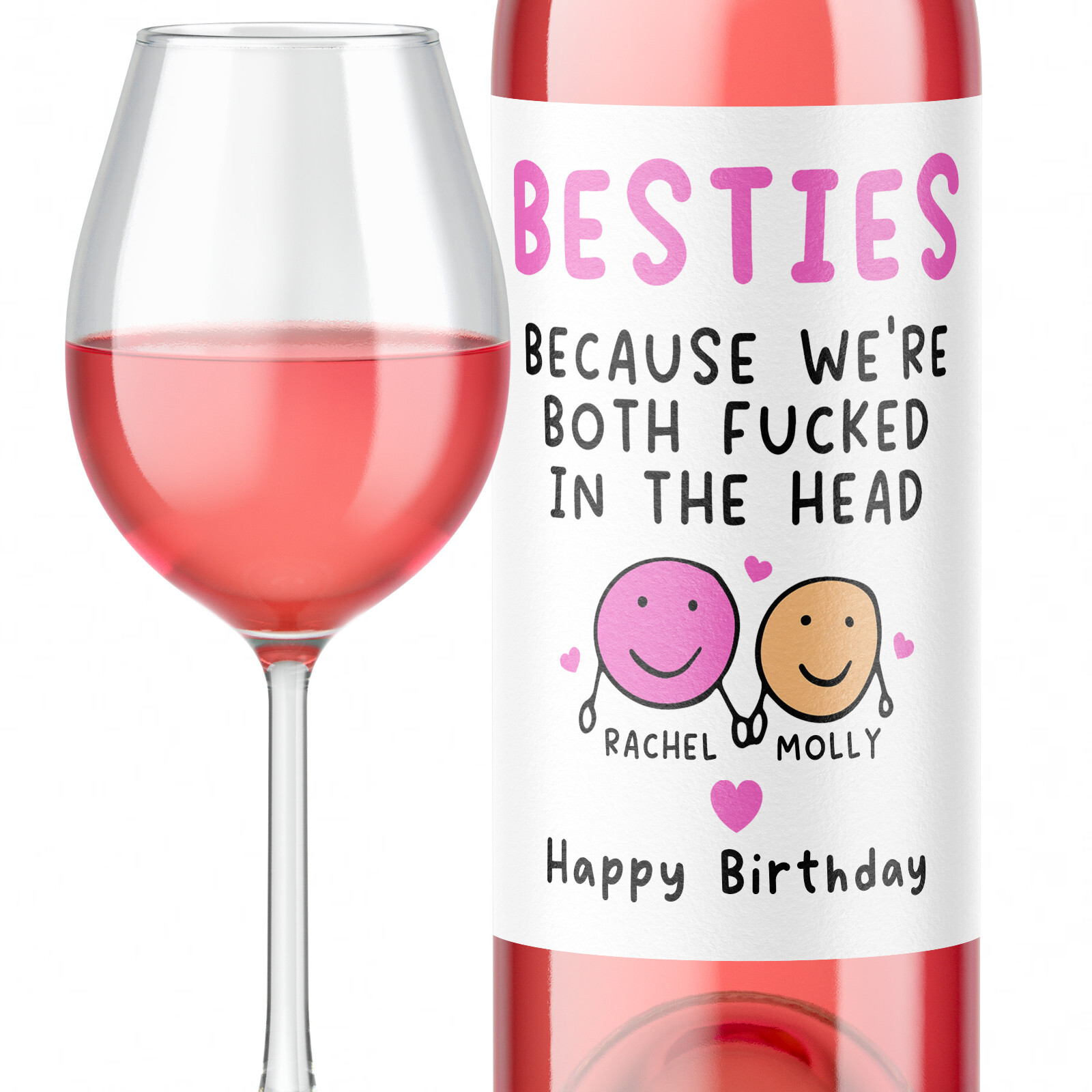 Personalised Wine Bottle Labels Best Friend Besties Funny Birthday Gift ...