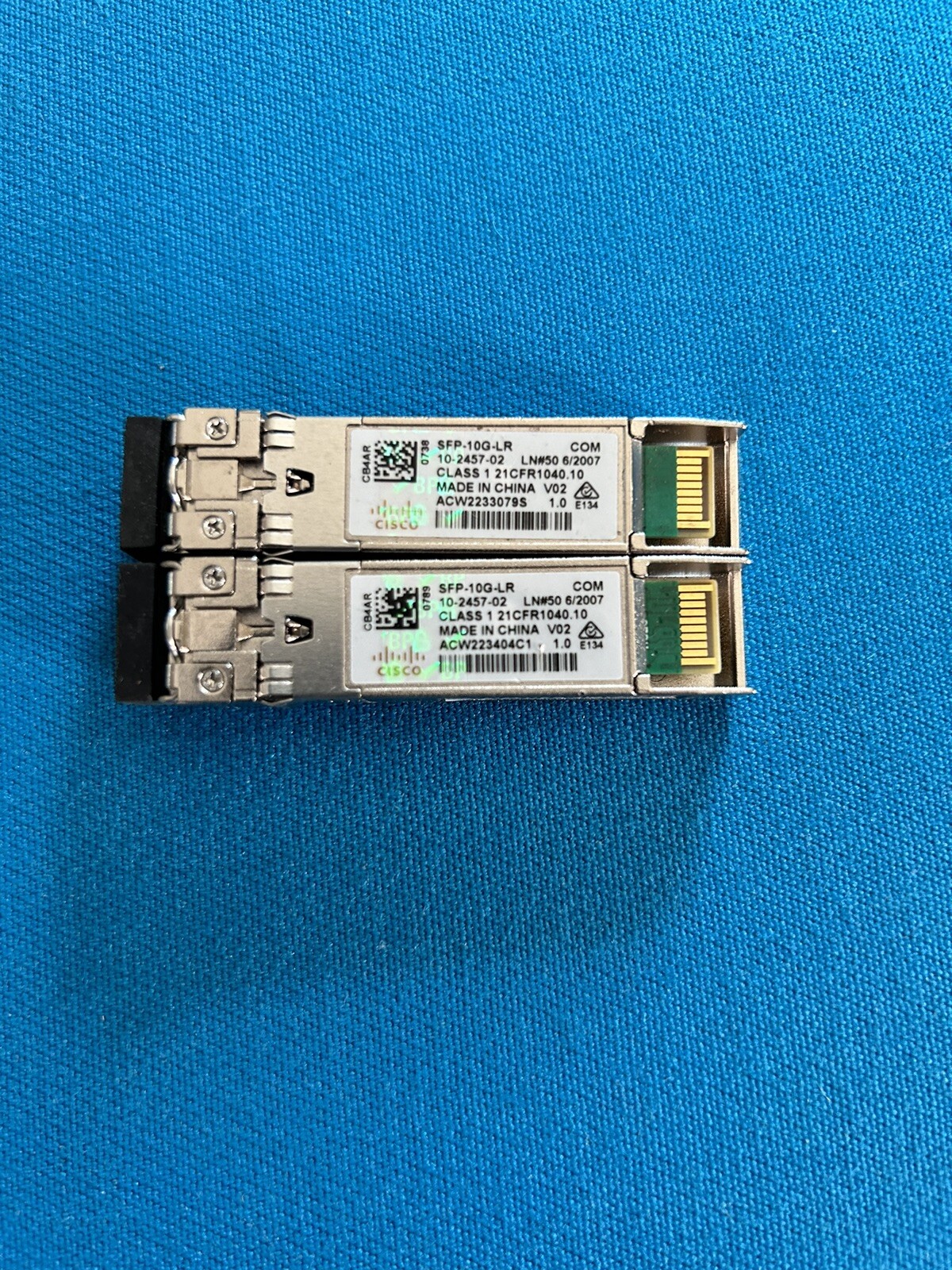 LOT 2-CISCO SFP-10G-LR V02 SFP TRANSCEIVER MODULE GBIC 10G 10GB SFP W ...