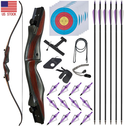 SF 62'' Archery Recurve Bow 40-50lbs Wooden Takedown Hunting Bow Target ...