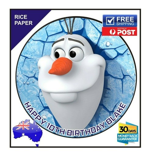 Olaf Edible Rice Paper Image Cake Birthday Party Topper round 19cm ...