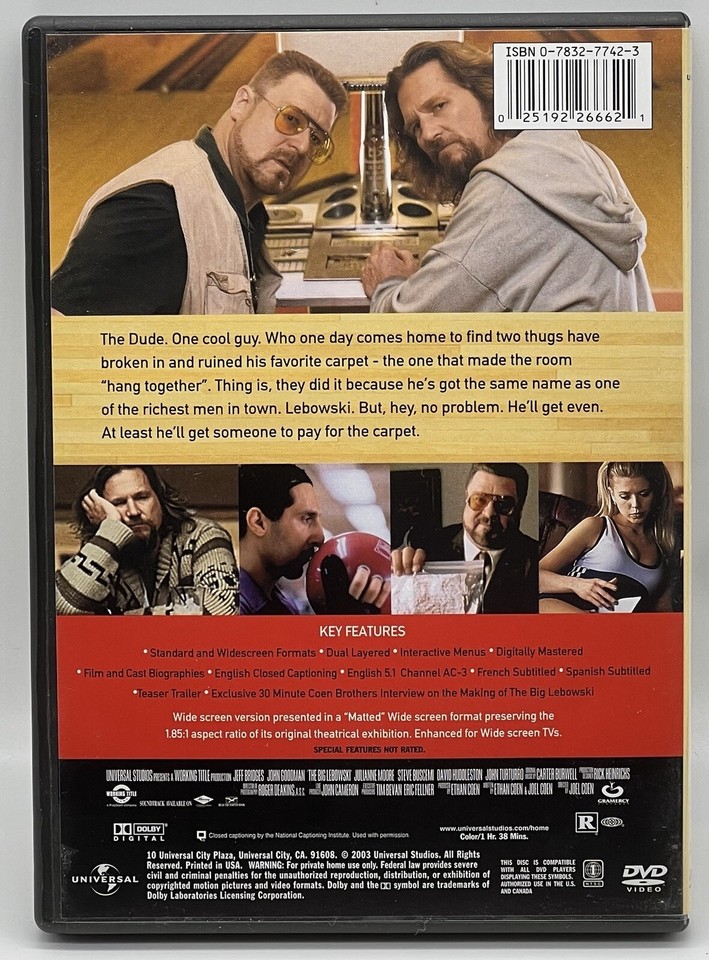 The Big Lebowski (DVD, 2003) Jeff Bridges John Goodman out of print ...