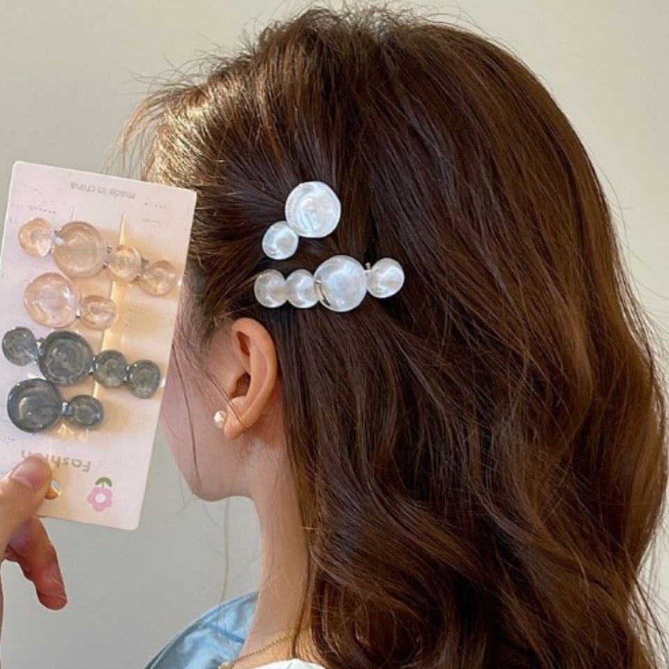 Ice Transparent Gel Hair Clips Set Irregular Round Design for Summer ...