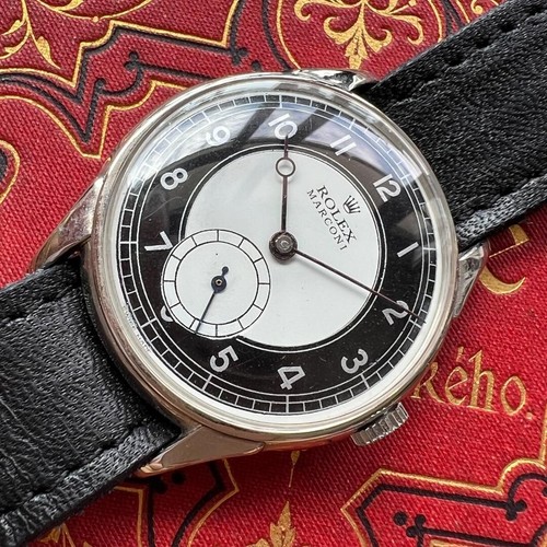 ROLEX Marconi 1910s 33mm Manual Small Second Black Silver Antique ...