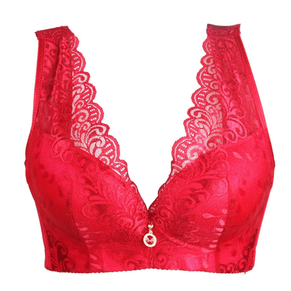 Women Plus Size Lace Bralette Push Up Support Plunge Deep V Bra 34-52 C ...