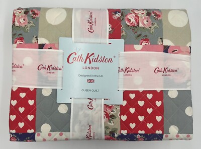 Cath Kidston Queen Quilt, Patchwork - Ruby, 100% Cotton, Polka Dot ...