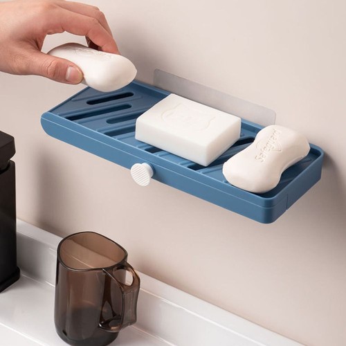 1 Pcs Rectangle Soap Dish Blue Soap Dish with Drainage Bar Soap Holder ...