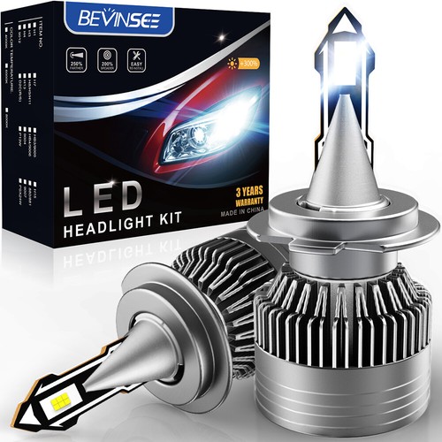 BEVINSEE H7 LED Headlight Bulbs Conversion Kit Super White Bright 6000K ...
