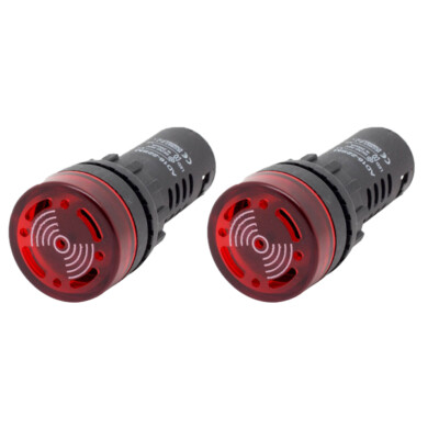 2 Pack 22mm 110V AC/DC Red LED Flashing Buzzer Pilot Panel Indicator ...
