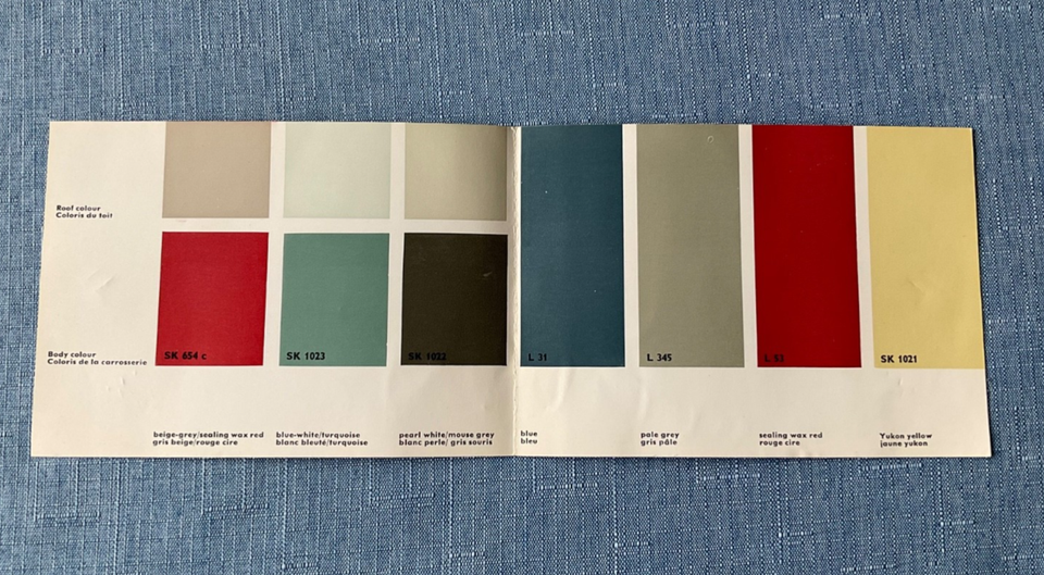 1961-1962 VW Volkswagen Bus Camper Color Options Chart Printed in ...