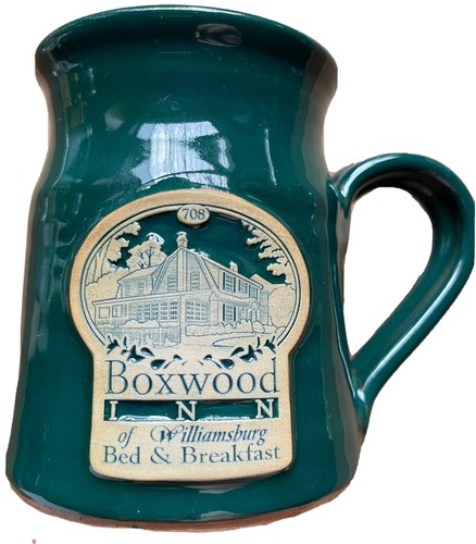 BOXWOOD INN BED & BREAKFAST COFFEE MUG, GREEN DENEEN POTTERY ...