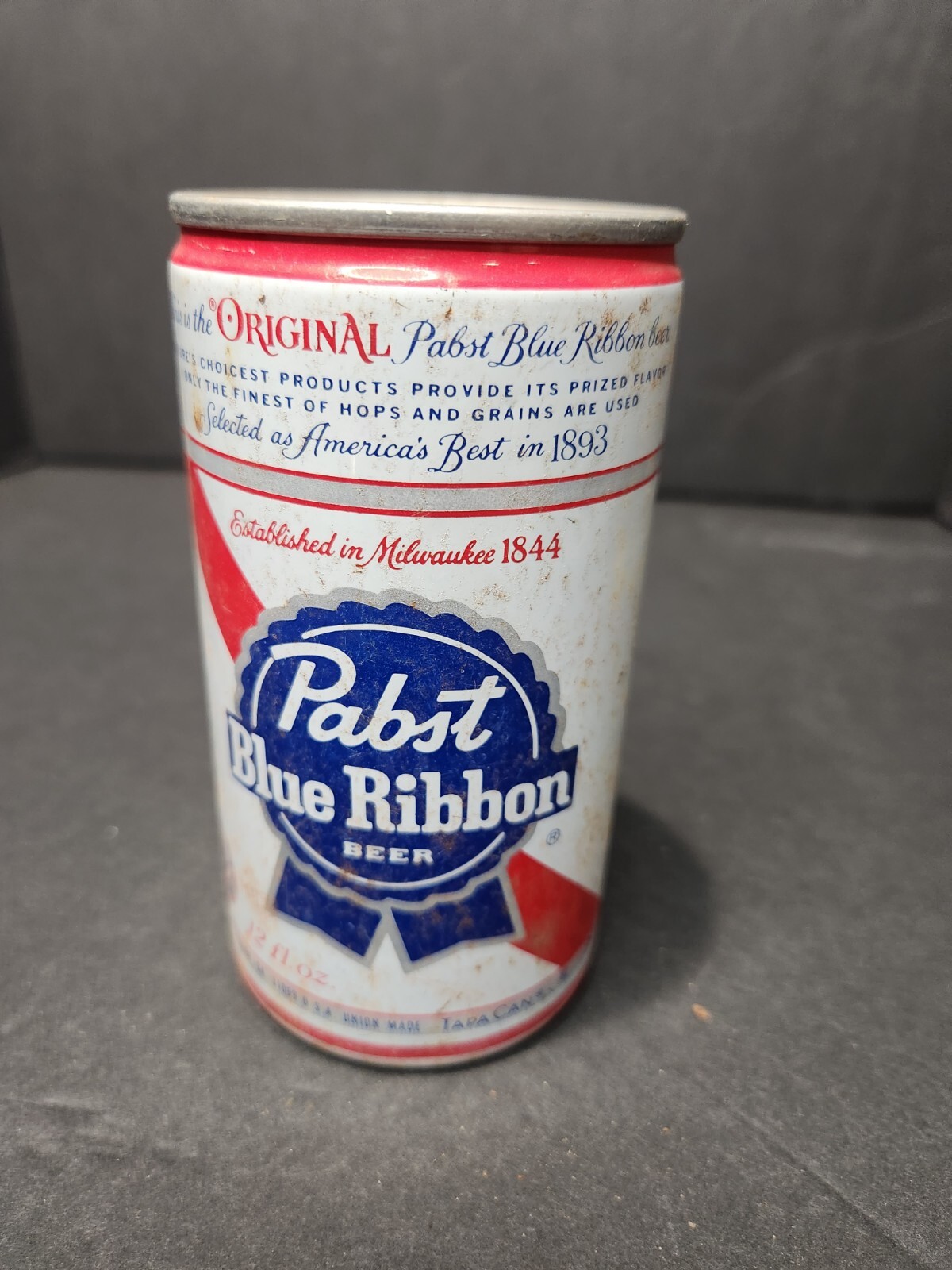Early Pabst Blue Ribbon Beer Can Pbr 12oz Vintage Milwaukee Pull Tab ...