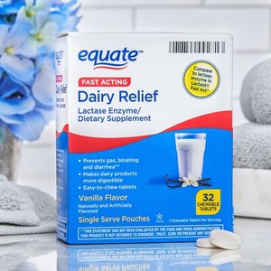 Equate Fast Acting Dairy Relief Lactase Enzyme Vanilla Chewable Tablets ...