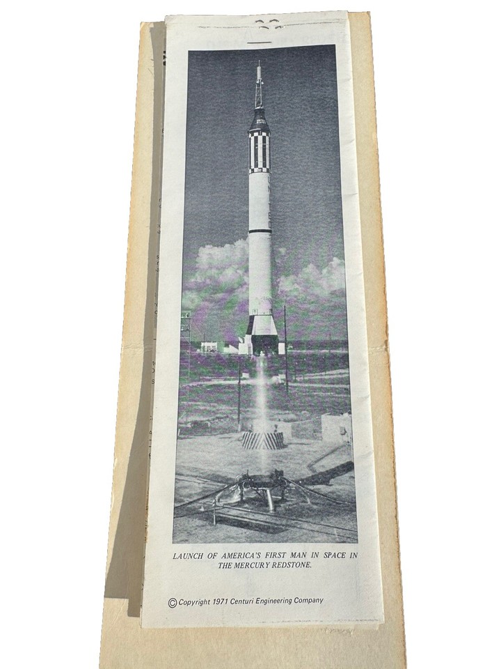 Vintage Centuri Mercury Redstone Flying Model Rocket Packaging Placard ...