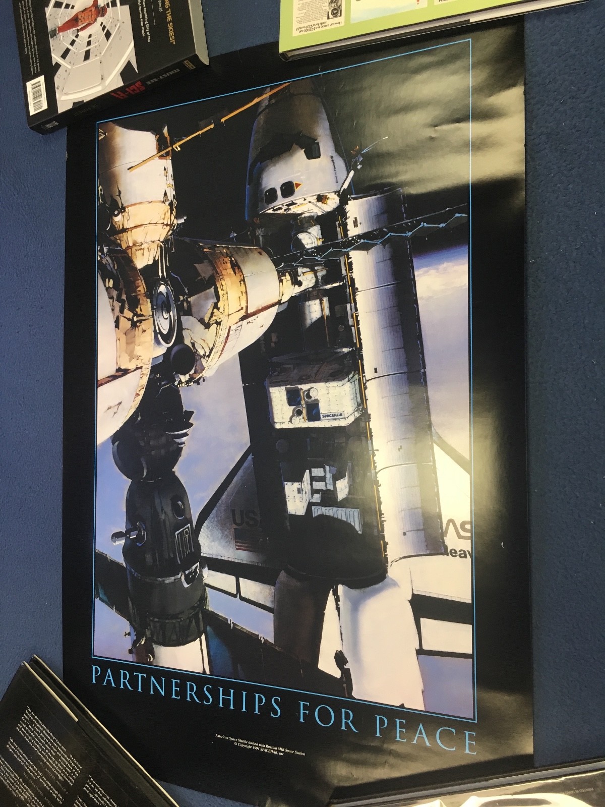 1994 NASA SPACEHAB SPACE SHUTTLE MIR DOCKIN ARTWORK POSTER | eBay