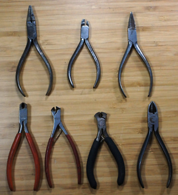 7 Watchmaker Jeweler Plier & Cutter Tool Lot Watch Clock Wood Metal ...