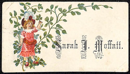 "Sarah J. Moffatt" Victorian Calling Greeting Card - Floral Girl Fancy ...