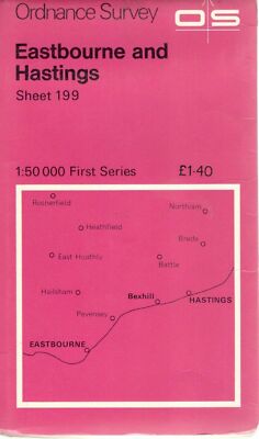 EASTBOURNE HASTINGS No 199 1974 39586 1.500 000 First Series Ordnance ...
